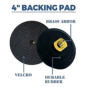 Rubber Backing Pad Black Rigid Backer Pads for Diamond Polishing Pads 5/8”-11 Hook and Loop Backing Pad (4 inch)