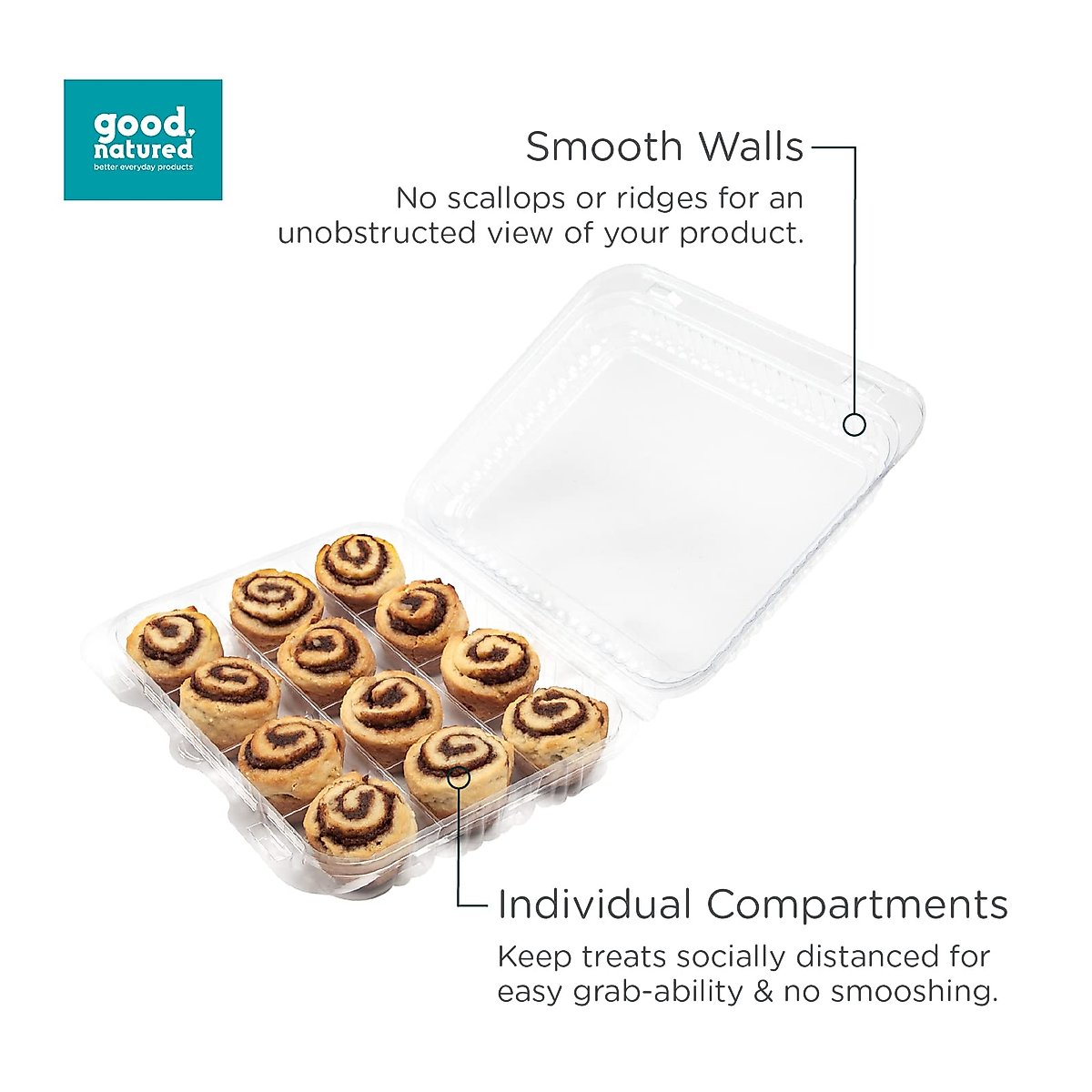 good natured Macaron Alternative Plastic Container, Pack of 250-12 Compartment Food Storage for Macaron Display, Candy & Cookie Packaging - Ideal for Parties & Events