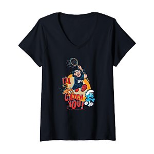 Womens The Smurfs Gargamel Azrael I’ll Catch You! V-Neck T-Shirt