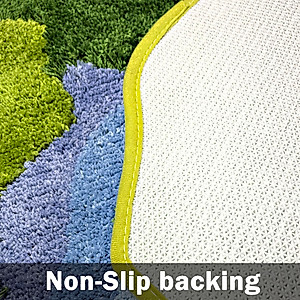 THRILRUG 20x35 Inch 3D Moss Rug,Shag Carpet Leaf Area Bathroom Rugs Non Slip Bath Mat Tufted Rug,Ultra Soft Washable Children Play Plant Leaves Shaped Kids Pets Floor Mat for Bedroom,Living Room Green