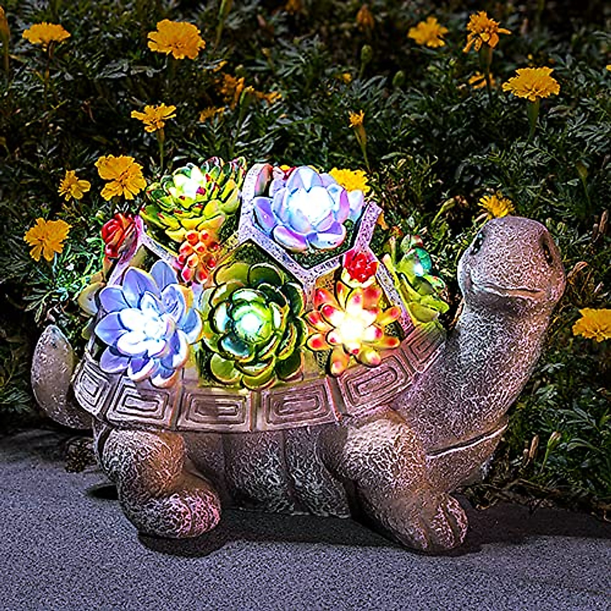 GIGALUMI Solar Garden Statues Turtle Figurine Lights for Outside, Yard Decorations Outdoor, Garden Decor Unique Birthday Housewarming Gifts for Mom, Women for Mothers Day