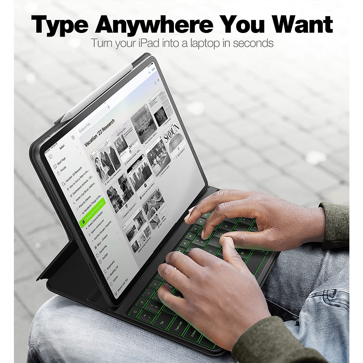 Dracool for iPad Pro 12.9-inch (6th/5th/4th Gen) Case with Keyboard Smart Keyboard Folio Magnetic Ultra Slim Portable Two Viewing Angles Backlit Wirelessly Bluetooth Keyboard with Pencil Holder, Black