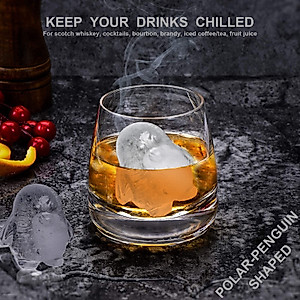Nax Caki 3D Penguin Ice Cube Tray, 2.2" Large Thicked Silicone Fun Shapes Whiskey Ice Mold with Funnel for Cocktails,Bourbon,Brandy, Whiskey Gifts for Men Black