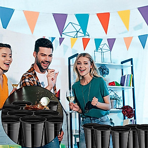 Lounsweer 100 Pack 16 oz Christmas Plastic Cups Party Supplies Cups Disposable Drinking Cups Water Cups for Graduation Wedding Birthday Beer Taste Serving Snack Sample Tastings Barbecues Picnic(Black)