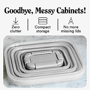 Stojo Nestable Collapsible Food Storage Container - Set of 4, Cashmere - Leak-Proof Airtight Seal Made With Food Grade Silicone For Meal Prep, Lunch Box, Pantry Organizer - Microwave & Dishwasher Safe