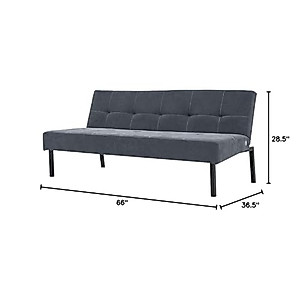 Panana Linen Upholstered Modern Convertible Folding Futon Sofa Bed for Compact Living Space, Apartment, Dorm, Bonus Room with Metal Legs, (Grey Without Drinks Holder)