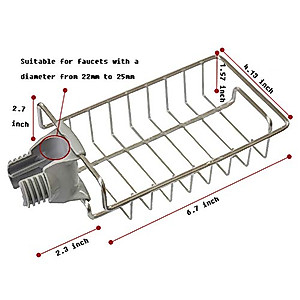 Hanging Faucet Rack Stainless Steel Adjustable Height, Flexible and Rotatable Small Sink Drain Rack, Suitable for Soap, sponges, brushes, rags, etc.