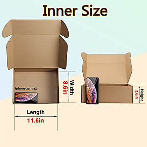 MEBRUDY 12x9x4 Inches Shipping Boxes Pack of 20, Small Corrugated Cardboard Box for Mailing Packing Literature Mailer