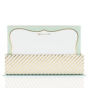 Graphique Mint and Gold Flat Notes – Note Card Stationery with Stylish, Soft Teal Border and Printed Gold Arrow, 50 Note Cards and Matching Envelopes for Thank You Notes, Invitations, Gifts and More, 5.625" x 3.5"