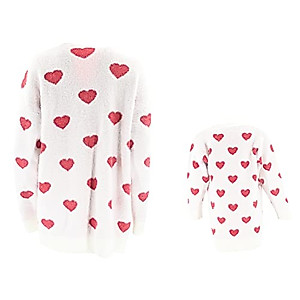 Unique Baby Girls Mommy and Me Valentines Day Kimono Sweater (Md, Red)