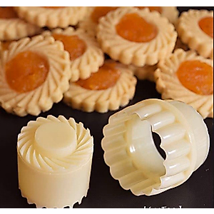 Pineapple Tart Jam Marmalade Thumbprint Linzer Cookies Stamps Circle Flower Sunny Edge Wave Cutter mold 2"