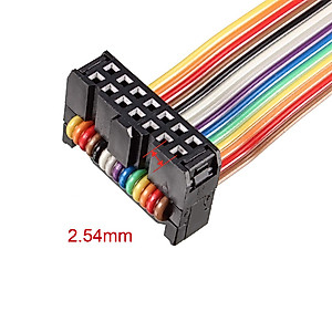 uxcell IDC Rainbow Wire Flat Ribbon Cable 14P D-type FC/FC Connector 2.54mm Pitch 1m/39.3inch Length