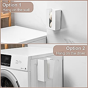 SUBEKYU Magnetic Dryer Sheet Holder for Laundry Room,Iron Dryer Sheet Dispenser for Laundry Storage Containers and Decor, Clear Dryer Sheet Box for Kitchen,White