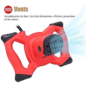Portable Concrete Mixer 110V 2100W Electric Handheld 6 Gears for Thinset Cement Plaster Grout Paint Mud Mixing with 23.6" Stirring Rod (Red)