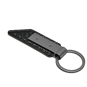 iPick Image Compatible with Honda Accord Gunmetal Black Gray Metal Plate Carbon Fiber Texture Leather Key Chain