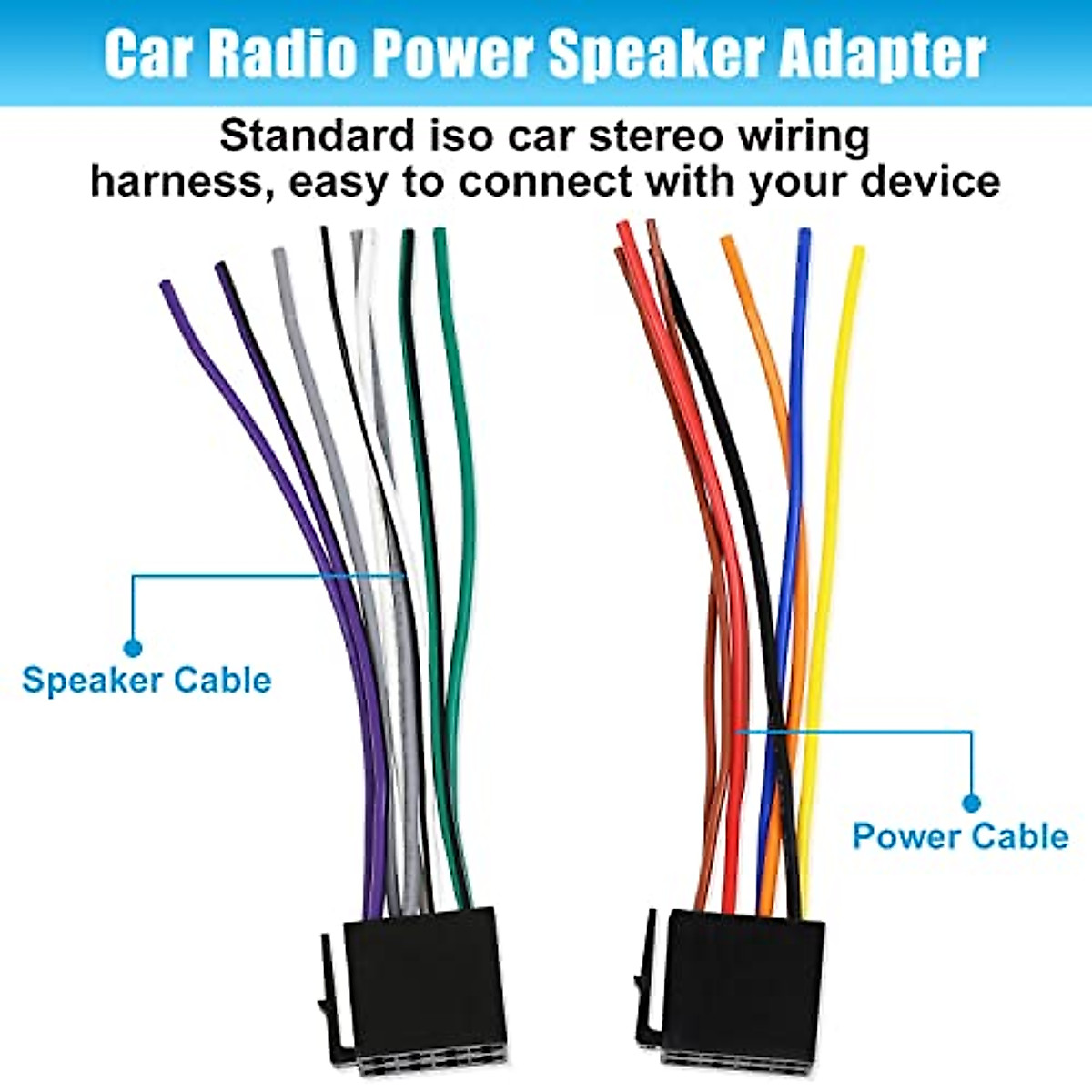 Universal ISO Car Radio Stereo Wiring Harness Adapter, Car Audio Video Wire Cable Power Speaker Connector