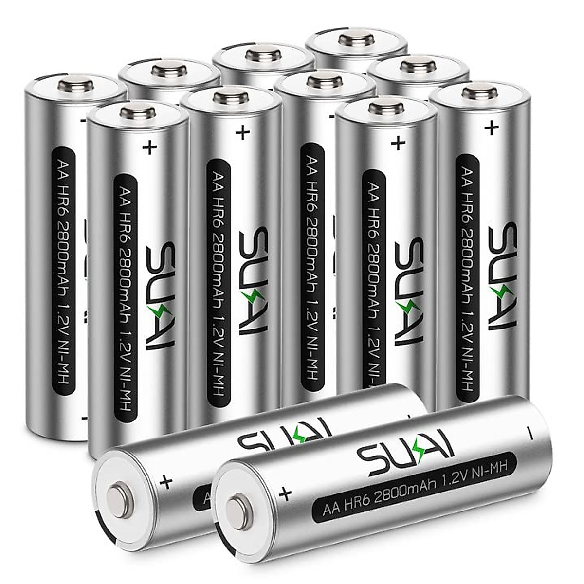 SUKAI Rechargeable AA Batteries 2800mAh High Capacity 1.2V, Per Charged Ni-MH AA Batteries Low Self Discharge NiMH Double A Battery - 12 Count
