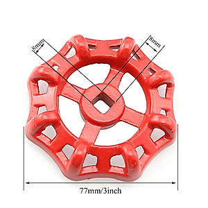 PZRT Cast Iron Outside Faucet Round Wheel Handle, Hose Bib Water Spigot 8x8mm, Red