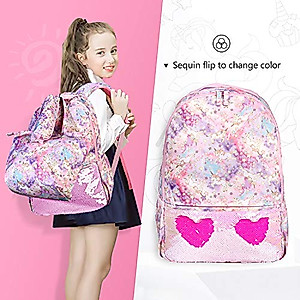sphaiya Backpack for Girls,Girls Backpack With Lunch Box Cute Toddler Hiking Backpack Set Kindergarten Preschool Book Bag for Elementary Kid Pink