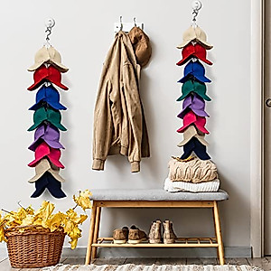 HYDERMUS Hat Rack 2 Pack for 32 Baseball Caps with Adjustable Height Hanging Baseball Hat Organizer for Closet Metal Hat Holder with 32 Clips Hat Storage Hat Hanger for Wall Door Closet 42.5 in