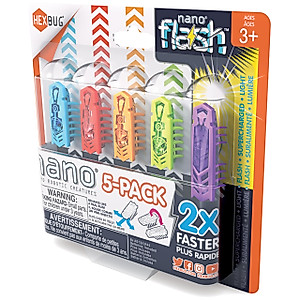 HEXBUG Nano 5 Pack, 4 Nano Bugs with Bonus Flash Nano, Sensory Toys for Kids & Cats with Vibration Technology, STEM Kits & Mini Robot Toy for Kids Ages 3 & Up