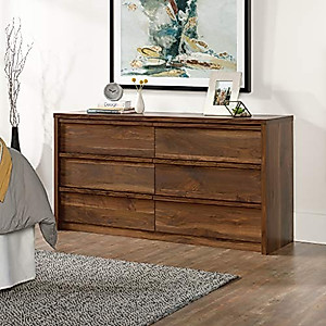 Sauder Harvey Park Dresser, L: 60.71" x W: 17.48" x H: 31.06", Grand Walnut Finish