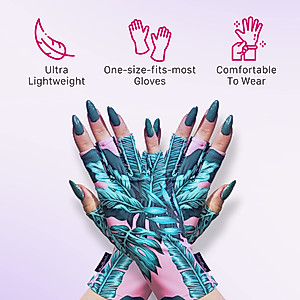 ManiGlovz - Original UPF 50+ UV Protective Nail Gloves | Gel Manicure Gloves & Anti-UV Fingerless for Women | Sun Protection for Driving | Making Waves Print