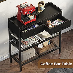 Rolanstar Entryway Table with Drawers,31.5” Entry Hallway Table with Charging Station Metal Storage Shelves,3-Tier Console Sofa Table Entry Stand with LED Lights for Couch, Entrance, Living Room