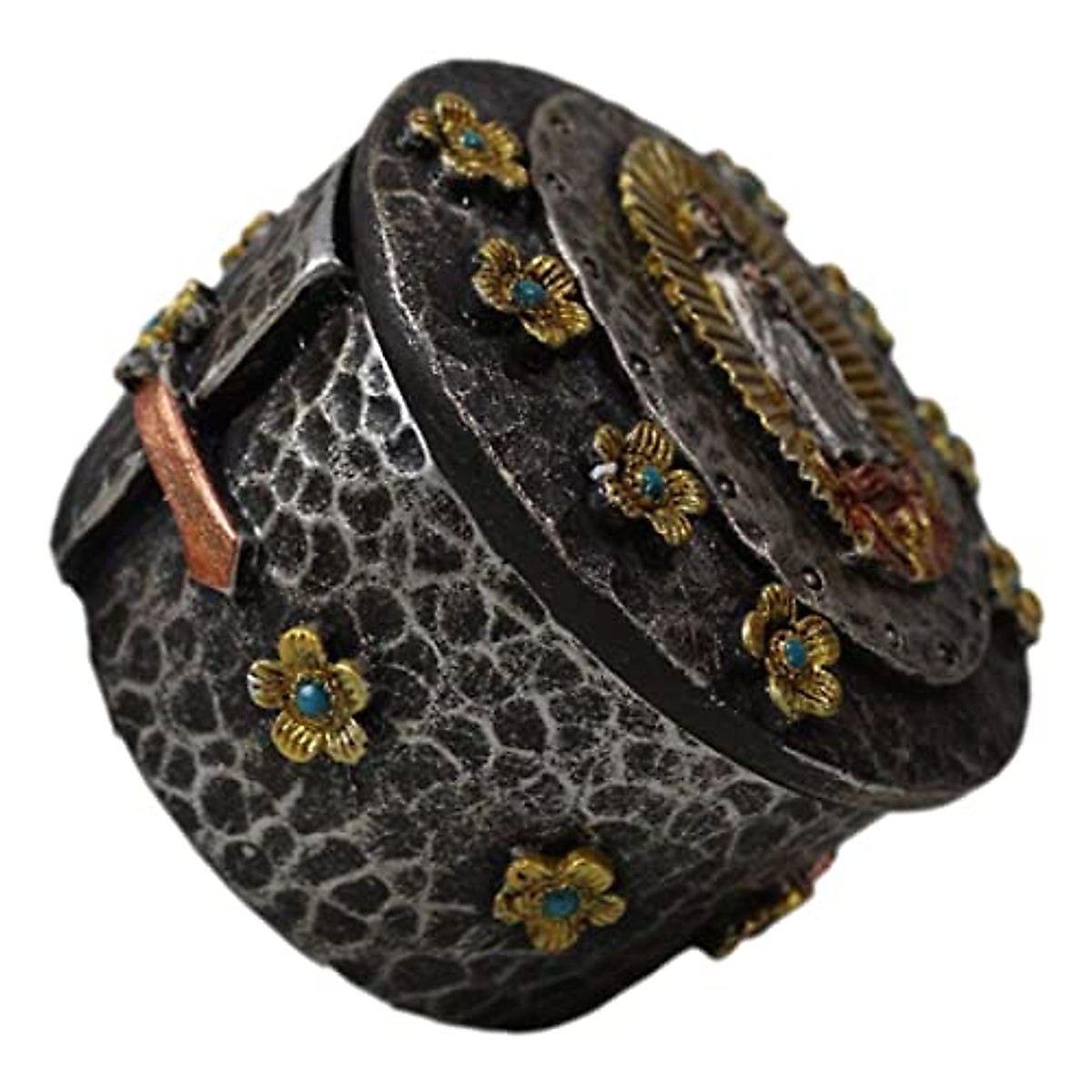 Ebros Gift Our Holy Lady Of Guadalupe Decorative Round Jewelry Rosary Box 3.25" Long Catholic Religious Inspirational Blessed Virgin Mary Mother Of Jesus Keepsake Trinket Keys Organizer Box Figurine