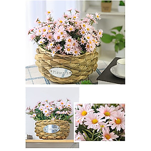Pink Artificial Daisy Flowers Fake Gerbera Daisy Silk Bouquets 2 Bundles Pastoral Style for Home Garden Window Wedding Indoor Outside Porch Window Box Decoration Fake Flowers