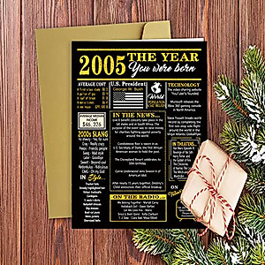 OJsensai Cheers To 18th Birthday Card for Daughter Son, Cool Gifts for 18 Year Old Boys Girls, Big 18 Birthday Card for Him Her, Funny 18 Bday Gifts Ideas for Women Men, Back In 2005