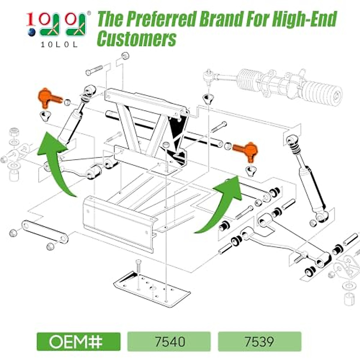 10L0L Golf Cart Tie Rod End Kit for Club Car DS 1976-2008 Gas & Electric, Left-Hand & Right-Hand Thread Ball Joint, OEM# 7539 7540