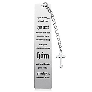 Kvekstio Inspirational Christian Bookmark Gifts for Women Men, Trust in The Lord - Proverbs 3:5 Bible Verse for Faith-Based Boys Girls, Baptism Religious Church Gifts