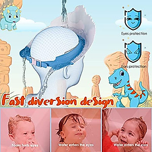 2 Pack Baby Shower Cap for Kids Hair Washing Shield Toddler Bath hat Baby Shower Visor Baby Shampoo Cap Head Protector Cute Dinosaur Shape Makes Baby Bath More Fun Blue
