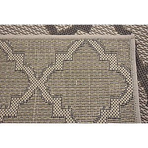 Unique Loom Outdoor Trellis Collection Geometric Moroccan Lattice Transitional Indoor and Outdoor Flatweave Gray/Silver Area Rug (2' 2 x 3' 0)