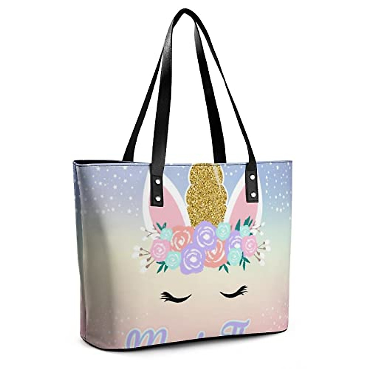 Womens Handbag Unicorns Leather Tote Bag Top Handle Satchel Bags For Lady