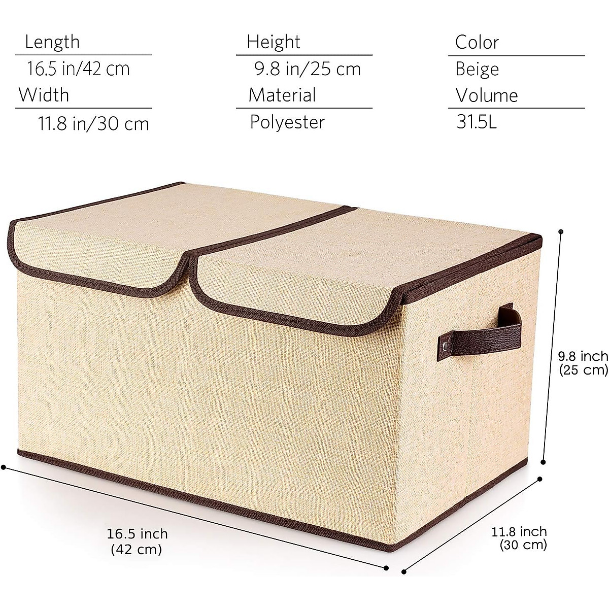 senbowe Larger Storage Cubes [4-Pack] 33 Quart Linen Fabric Foldable Collapsible Storage Cube Bin Organizer Basket with Lid, Handles, Removable Divider For Home, Closet - (16.5 x 11.8 x 9.8”)