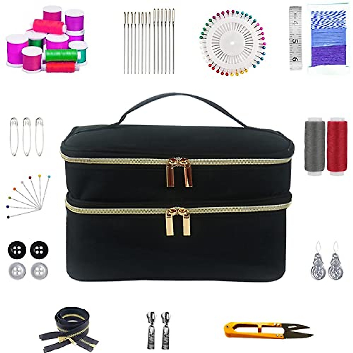 Colaxi Sewing Accessories Storage Box Multifunction Supplies Portable Pouches Tools Durable Wear Resistant Gift for Buttons Embroidery Clips Office