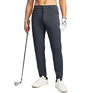 G Gradual Men's Stretch Golf Pants with 6 Pockets Slim Fit Dress Pants for Men Travel Casual Work (Dark Grey, XL)