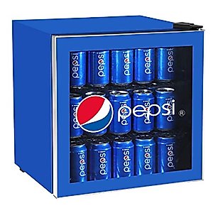 CURTIS MIS165PEP Pepsi Mini Beverage Cooler-70 Can or 17 Bottles Drinks Fridge with Glass Door for Soda + Adjustable Thermostat, Perfect for Home, Office, or Dorm, 1.8 cu ft, Blue