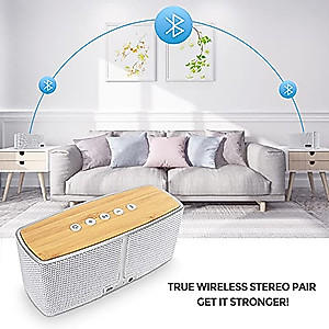 comiso Bluetooth Speakers, 20W Loud Wood Home Audio Outdoor Portable Wireless Speaker, Subwoofer Tweeters for Super Bass Stereo Sound Bluetooth 5.0 Handsfree 24H Playtime