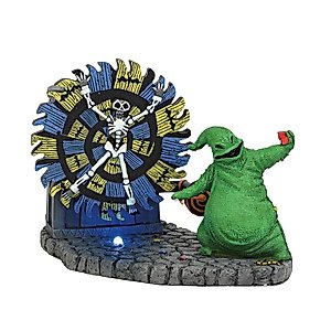Department 56 Disney the Nightmare Before Christmas Village Accessories Oogie Boogie Gives a Spin Lit Animated Figurine, 4.33 Inch, Multicolor