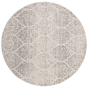 SAFAVIEH Madison Collection 4' Round Ivory / Silver MAD604B Glam Ogee Trellis Distressed Non-Shedding Dining Room Entryway Foyer Living Room Bedroom Area Rug