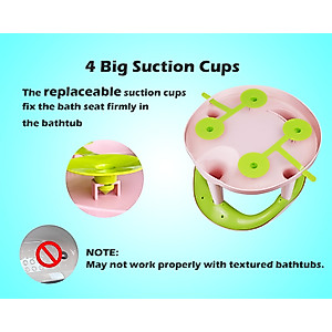 Baby Bath Seat for Babies 6 Months & Up/Integrated Non-Slip Mat/Infant Bath Seat Ring for Sitting Up in The Tub with Suction Cups (Inapplicable to Textured Tub)
