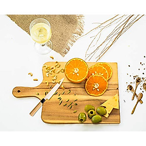 Small Wood Cutting Board with Handle - Wood Serving Board - Natural Wood Cheese Board - Rustic Design - Mini Charcuterie Board