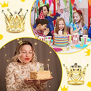 Benvo 40 Pcs Gold Crown Cake Topper Pearl Rhinestone Mini Crowns Small Diamond Tiaras for Flower Bouquet Cupcake Centerpieces Decoration of Girl Lady Bridal Wedding Birthday Party, 4 Crown Designs