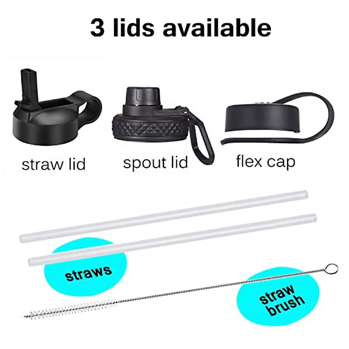 SENDESTAR Stainless Steel Water Bottle, 40 oz water bottle with 3 lids (Straw Lid), Double Wall Vacuum Insulated Leak Proof, Wide Mouth Water bottle