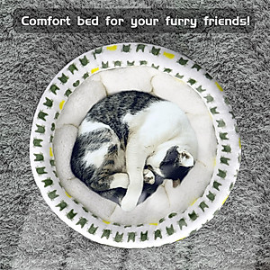 AIWIKIDE Super Soft Small Dog Bed & Cat Bed, Anti-Anxiety Puppy Cuddler Bed, Cozy Round Fluffy Plush Pet Bed, Machine Washable Faux Fur Donut Cuddler Cat Bed …