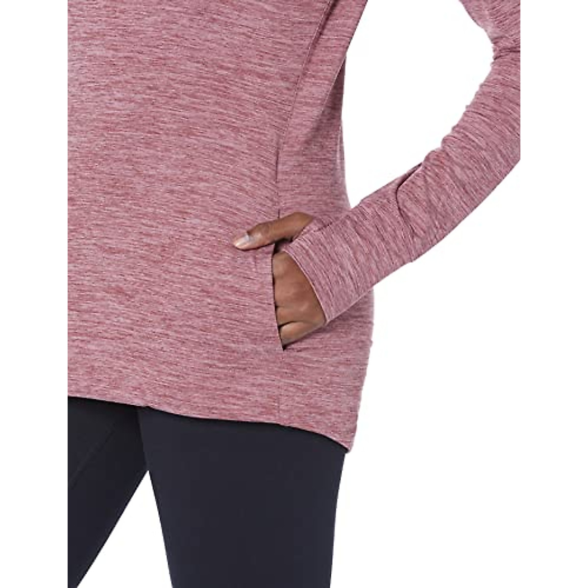 Amazon Essentials Women's Brushed Tech Stretch Popover Hoodie - Discontinued Colors, Plum Space Dye, Medium
