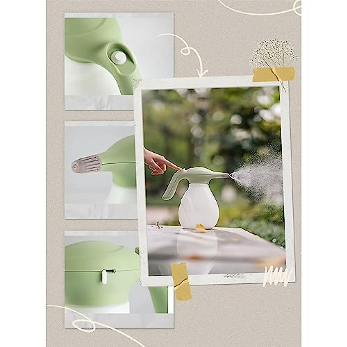 SHAELPII 0.5 Gallon Electric Spray Bottle Battery Plant Mister Automatic Sprayer Continuous Powered Pump Water Can Garden Weed Indoor/Outdoor Lawn Portable Adjustable Nozzle Clean Fertilizer (Green)